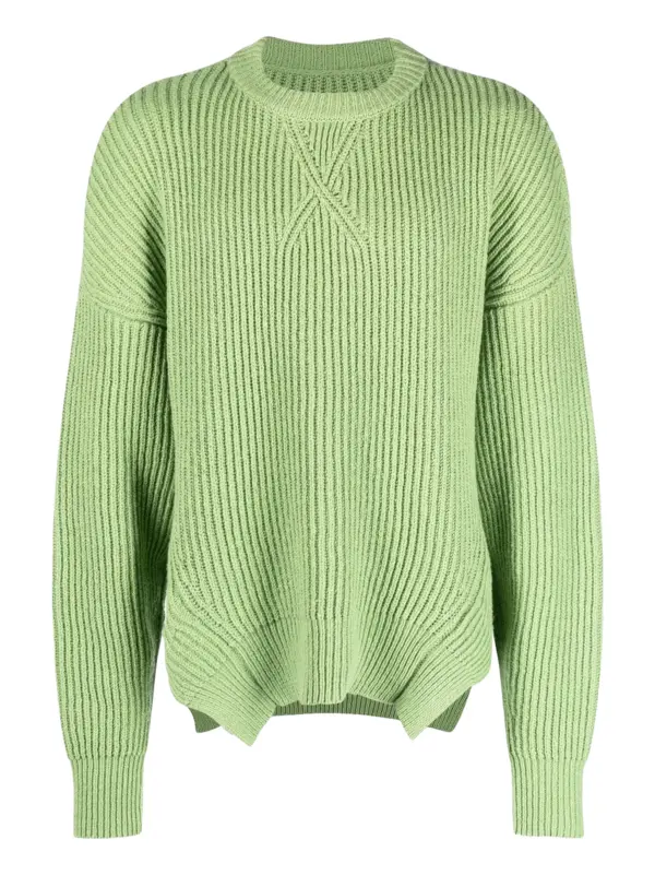 JIL SANDER Ribbed Wool-cotton Sweater - Green