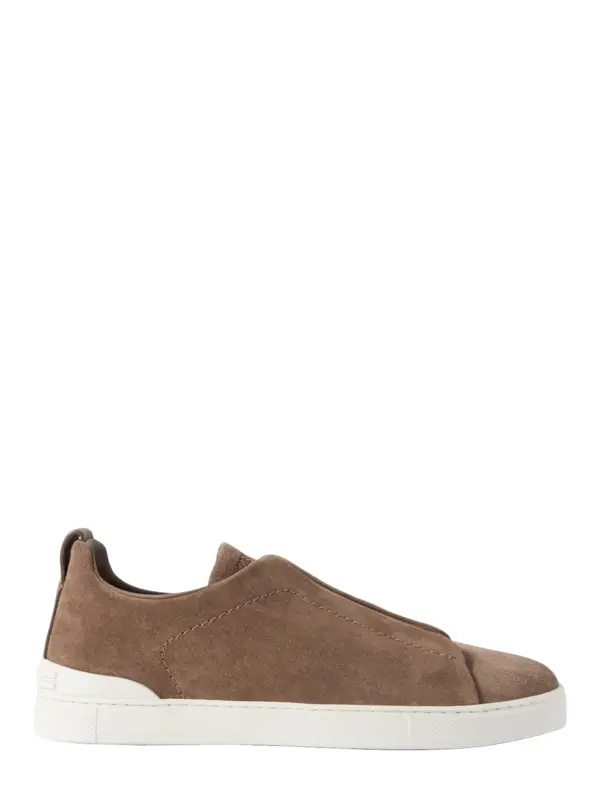 Zegna Triple Stitch™ Suede Slip-on Sneakers - Brown