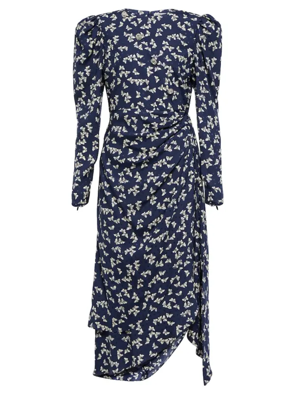 Alessandra Rich Printed Silk Wrap Midi Dress - Multicoloured