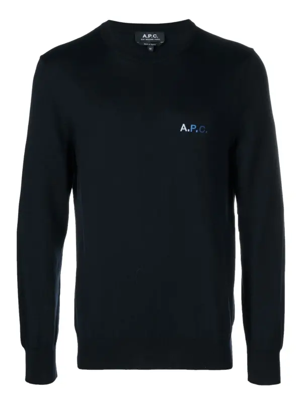 A.p.c. Logo-embroidered Sweater - Blue