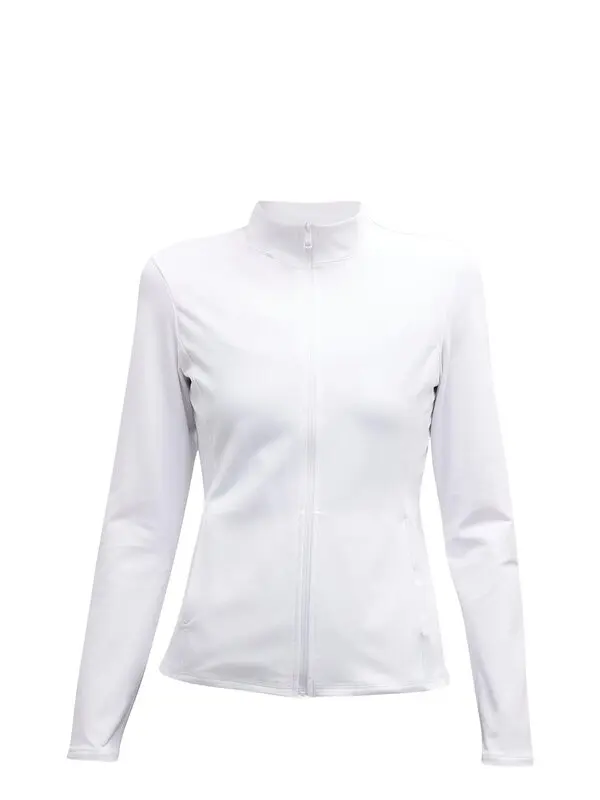 Beyond Yoga On The Go Mock-neck Jacket - Cloud White