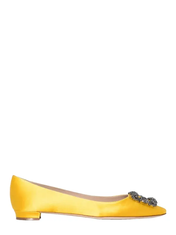Manolo Blahnik Hangisi Ballerina Shoes - Yellow
