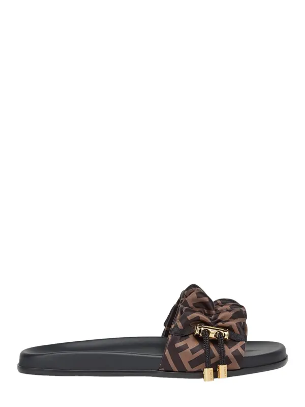 Fendi Illusion Ff Slide Sandals - Tabacco Nero