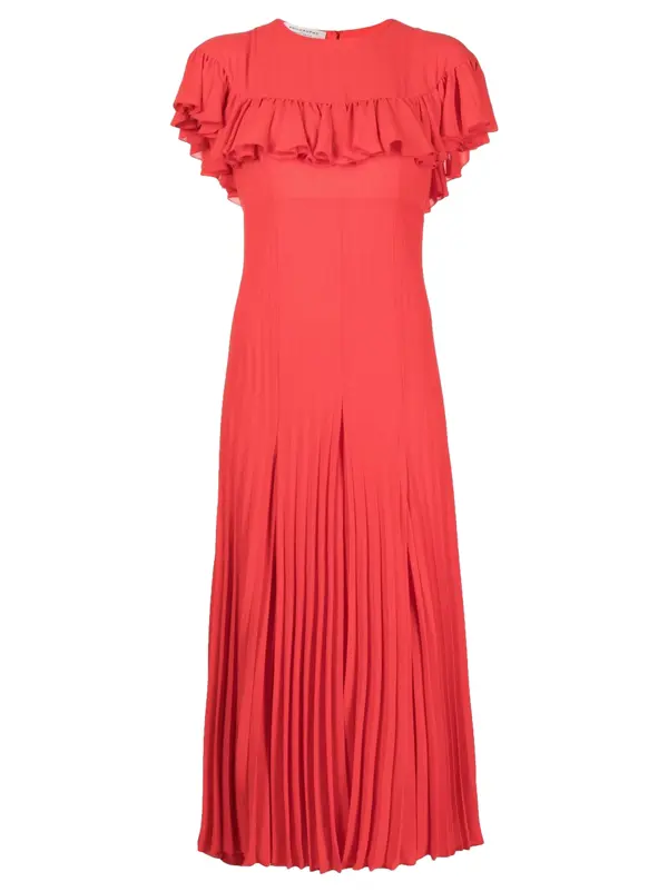 Philosophy Di Lorenzo Serafini Pleated Hem Ruffle-trim Midi Dress - Red