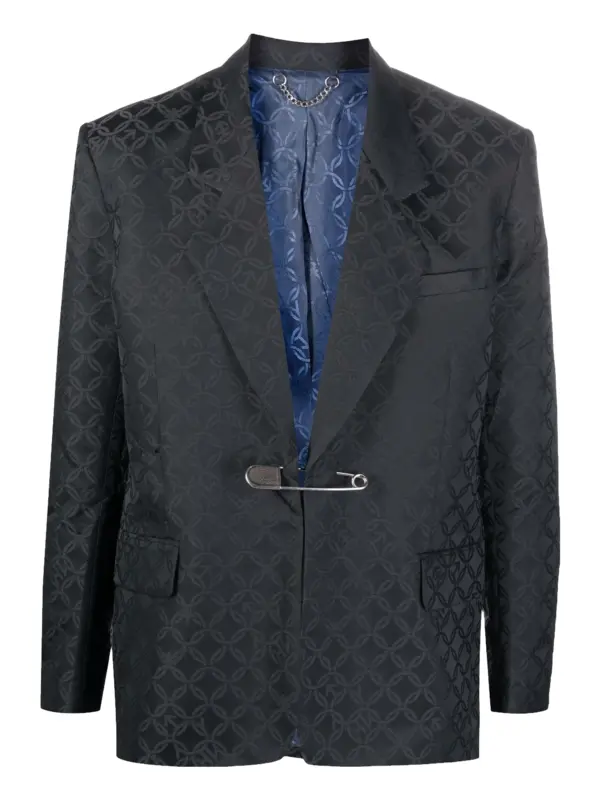 CHARLES JEFFREY LOVERBOY Pin-detail Jacquard Blazer - Black
