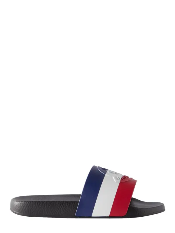 Moncler Basile Logo-embossed Striped Rubber Slides - Black