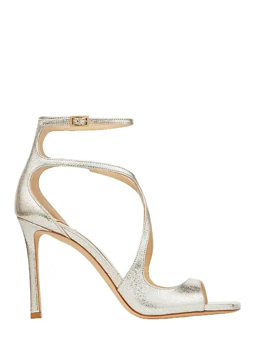JIMMY CHOO Azia 95 Glitter-effect Leather Heeled Sandals - Champagne