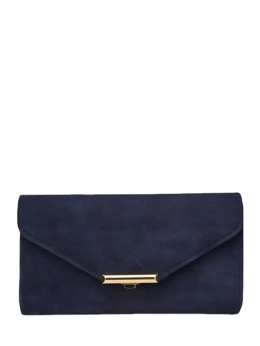 LK BENNETT Lucy Suede Clutch - Blu-navy