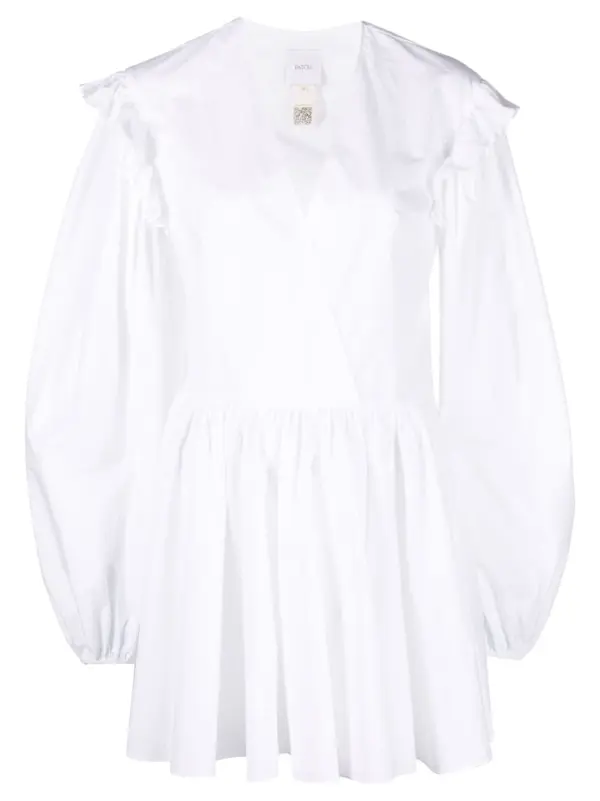 Patou V-neck Cotton Dress - White