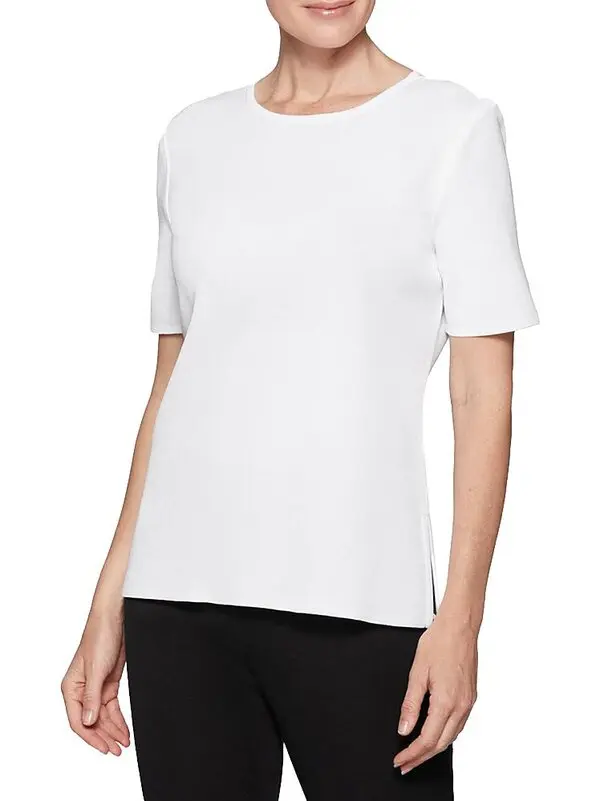 Misook Jewel Neck Tee - White