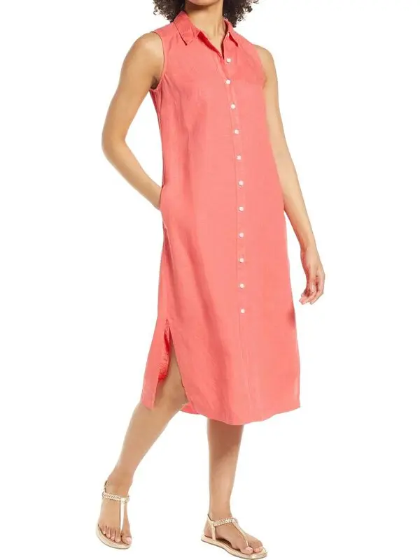 Tommy Bahama Two Palms Linen Shirt Dress - Pomodoro