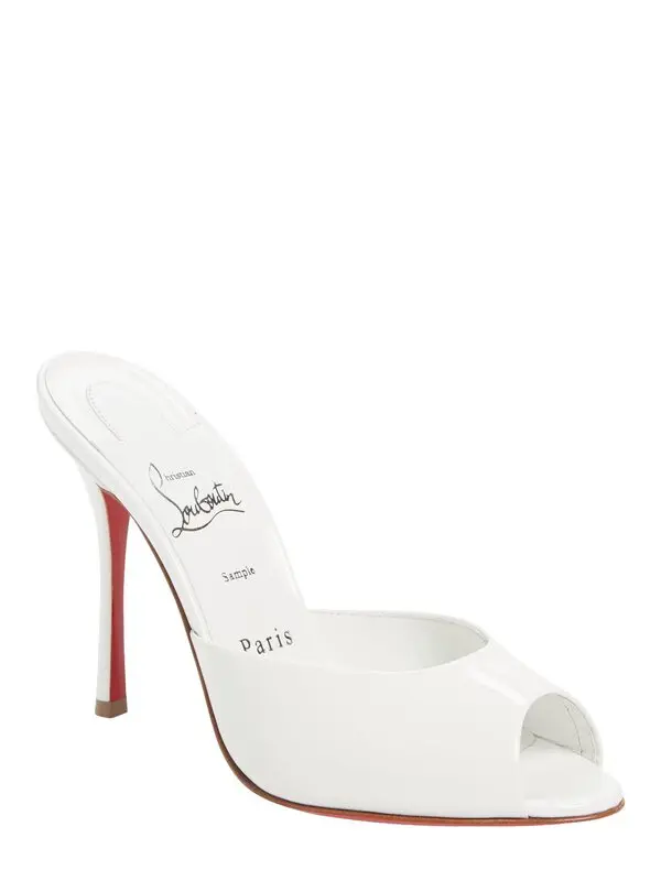 CHRISTIAN LOUBOUTIN Me Dolly Peep Toe Slides - W302 Bianco