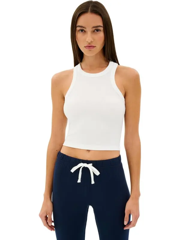 Splits59 Kiki Ribbed Cropped Tank Top - White