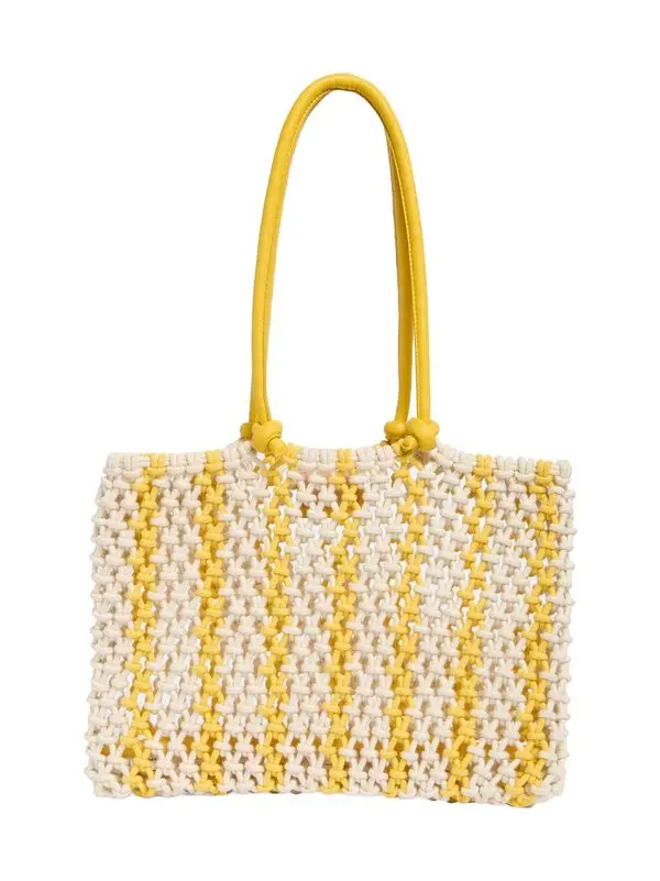 Clare V. Sandy Woven Market Tote - Snapdragon And Cream Stripe