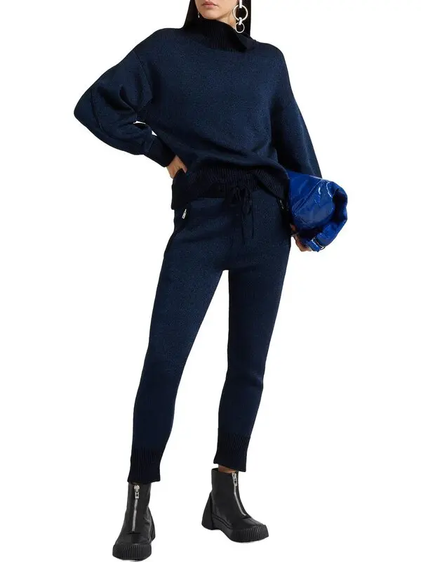3.1 Phillip Lim Metallic Knitted Track Pants - Navy