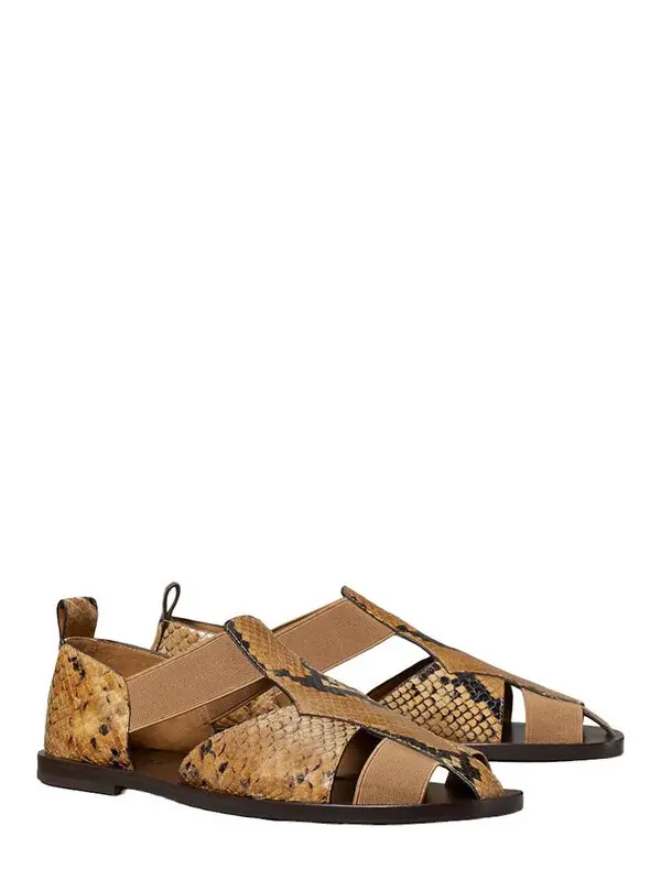 Tory Burch Croc-embossed Leather Fisherman Sandal - Brown Roccia