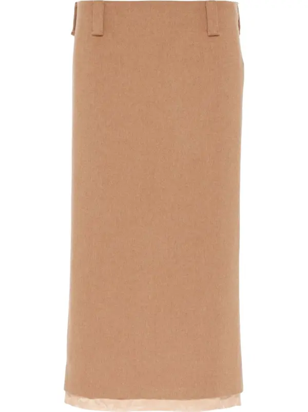 Miu Miu Camel Hair Pencil Skirt - Brown