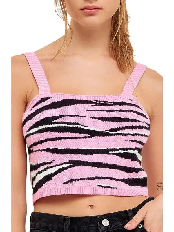 GREY LAB Animal Print Tank - Pink Multi
