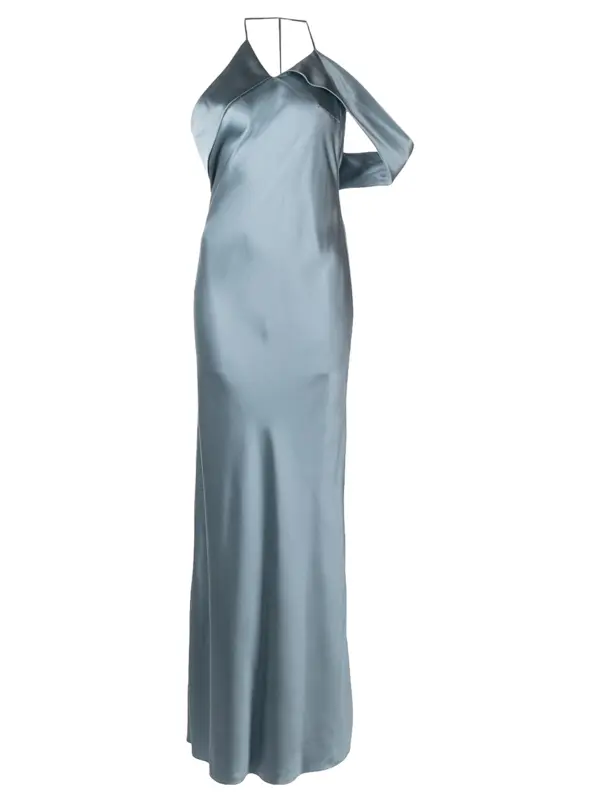 Michelle Mason Drape-detail Silk Gown - Blue