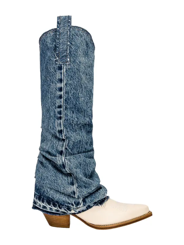 R13 Mid Cowboy Boot With Sleeve - Indigo