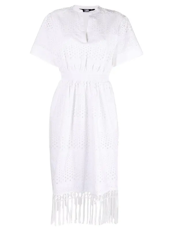 Karl Lagerfeld Tassel-detail Short-sleeve Dress - White
