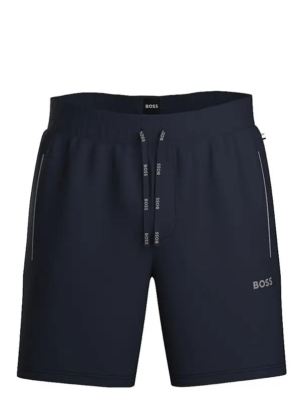 Hugo Boss Mix & Match Cotton Stretch Logo Print Drawstring Shorts - Dark Blue