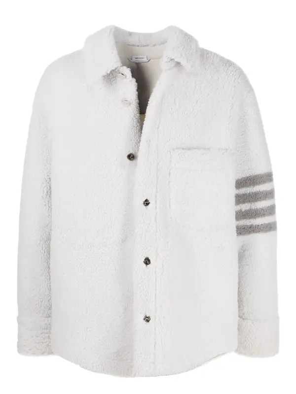 Thom Browne 4-bar Shearling Jacket - White
