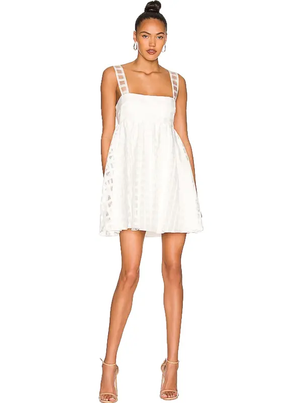 Amanda Uprichard Russo Babydoll Mini Dress - White Check