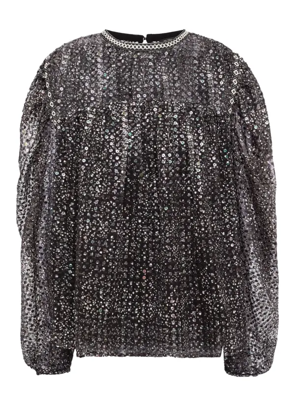 Maje Embellished Organza Blouse - Black