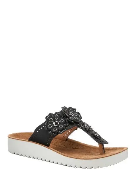 SPRING STEP SHOES Bayview Floral Appliqué Sandal - Black