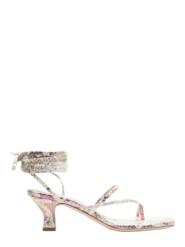 Paris Texas Metallic Snake-print Sandals - Neutrals