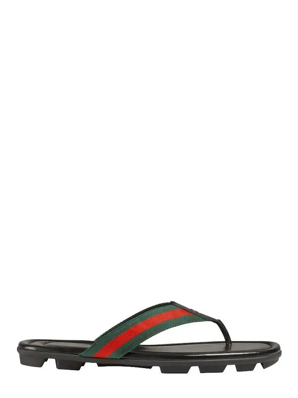 Gucci S Thong Sandal With Web Fabric - Green