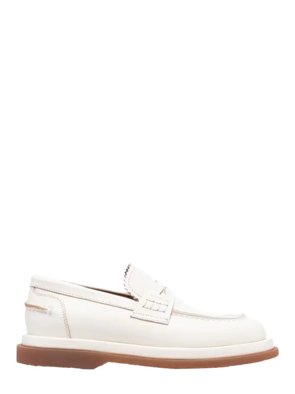 BOTTERO Round-toe Penny Loafers - White