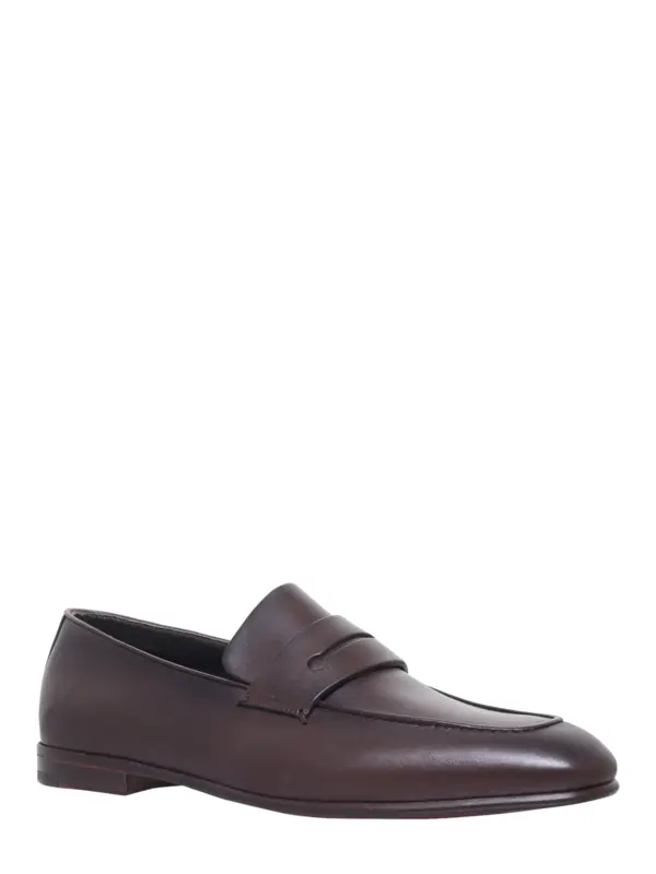 Zegna Leather Penny Loafers - Brown