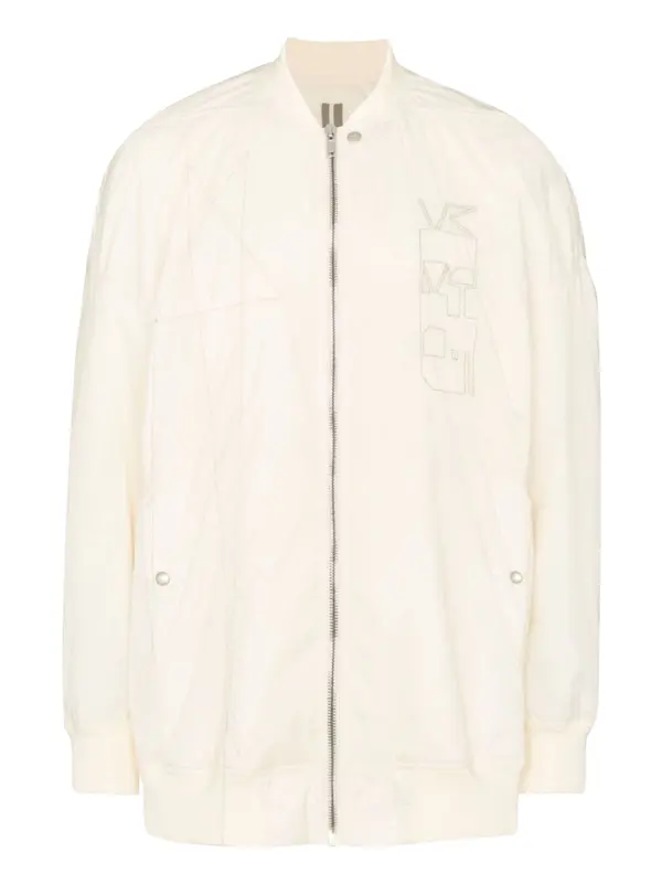 Rick Owens Embroidered Logo Bomber Jacket - Neutrals