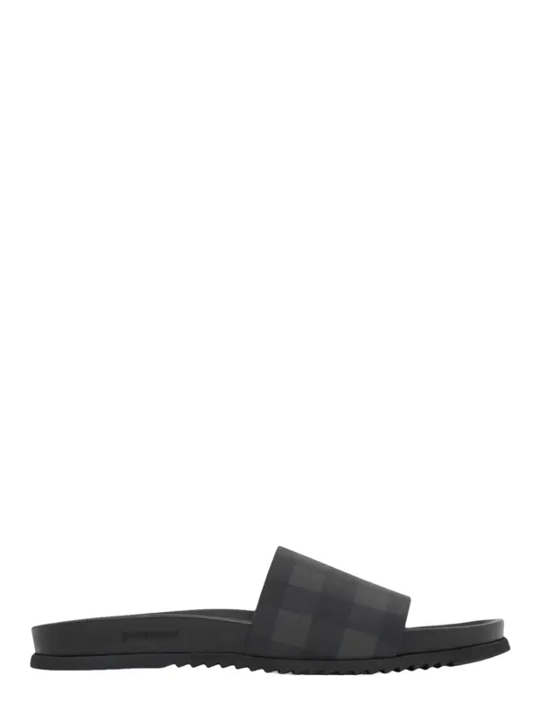 Burberry Checked Pool Slides - Grey