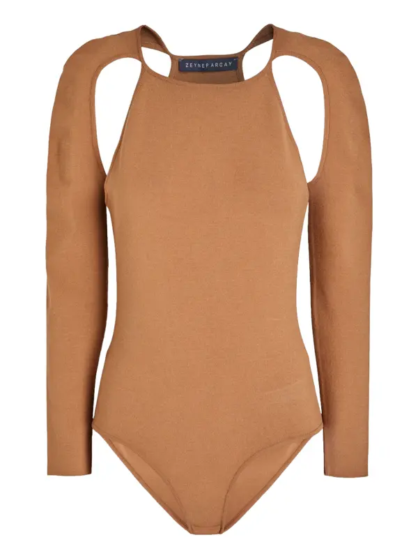 Zeynep Arçay Cutout Knit Bodysuit - Light Brown