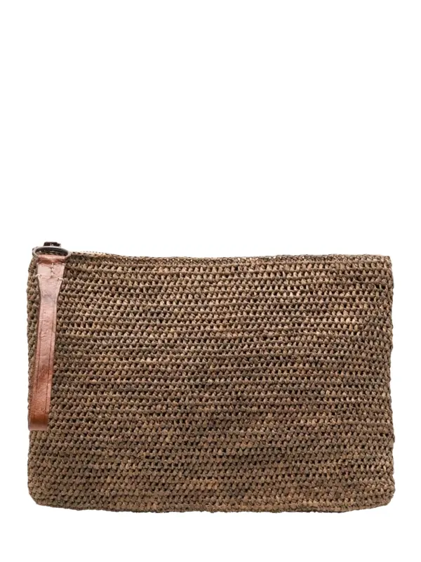 IBELIV Woven Raffia Clutch - Brown