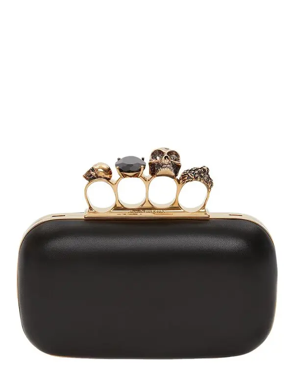 Alexander McQueen Skull Four Ring Clutch - Black