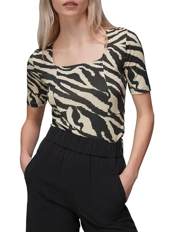 Whistles Zebra Print Square Neck Top - Multicolour