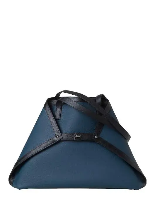Akris Medium Ai Colorblock Leather Tote - Pacific/ Black