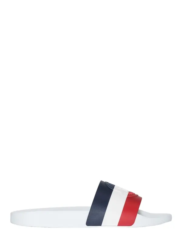 Moncler Basile Stripe Flat Slides - White