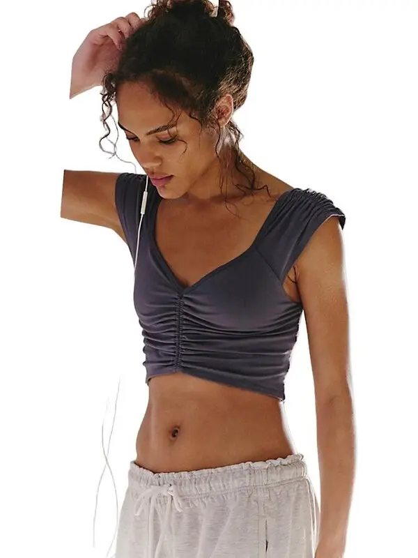 Free People Breathe Deeper Crop Tank Top - Graphite