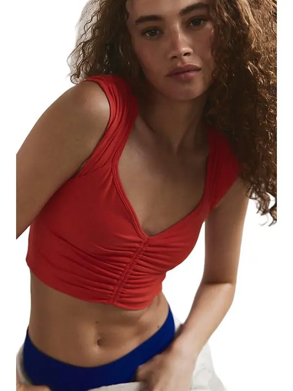 Free People Breathe Deeper Crop Tank Top - Scarlet