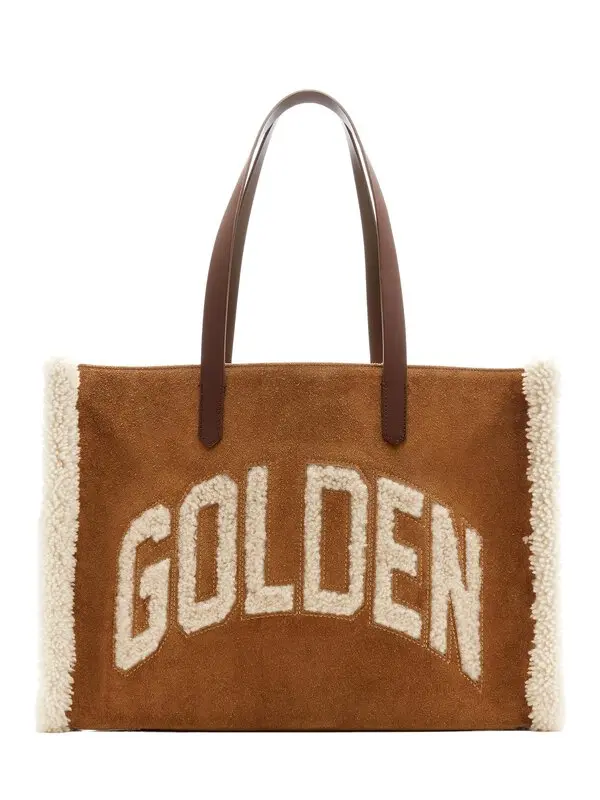 Golden Goose California Shearling-trimmed Suede Tote - Brown