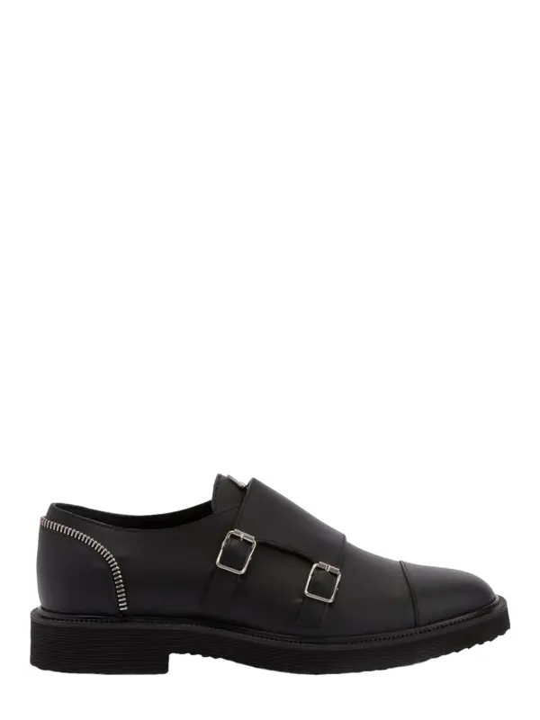 GIUSEPPE ZANOTTI Zip-trimmed Leather Loafers - Black