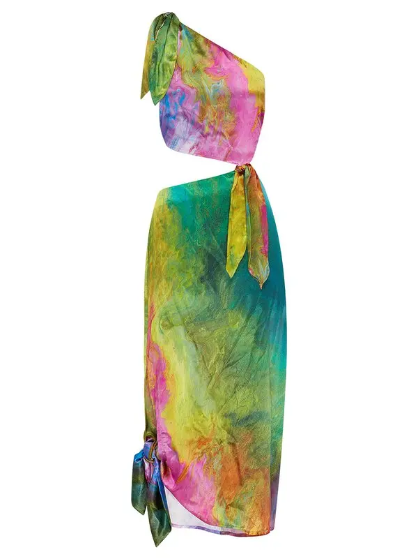 ALEMAIS Irving Knot Silk Midi Dress - Multi
