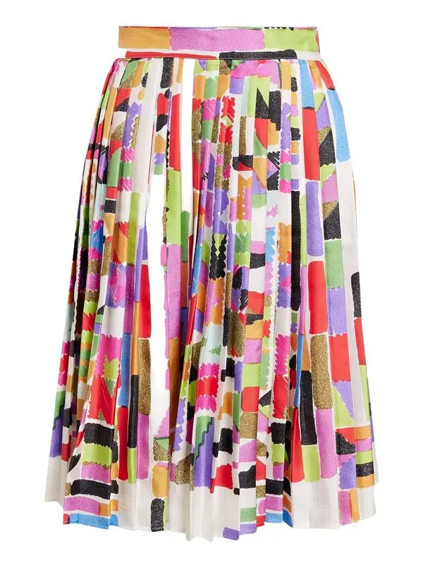 Missoni Printed Pleated Silk Skirt - Pink