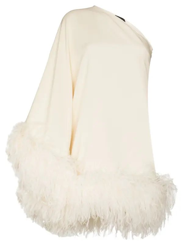TALLER MARMO Piccolo Feather-trim Mini Dress - Neutrals