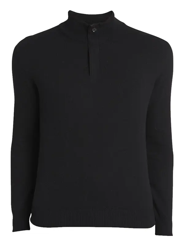 Zegna Cashmere Quarter-zip Sweater - Black Solid